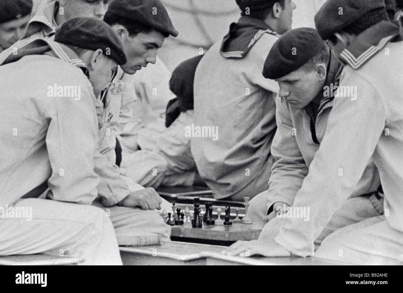 Playing chess on the cruiser Dzerzhinsky deck Stock Photo - Alamy
