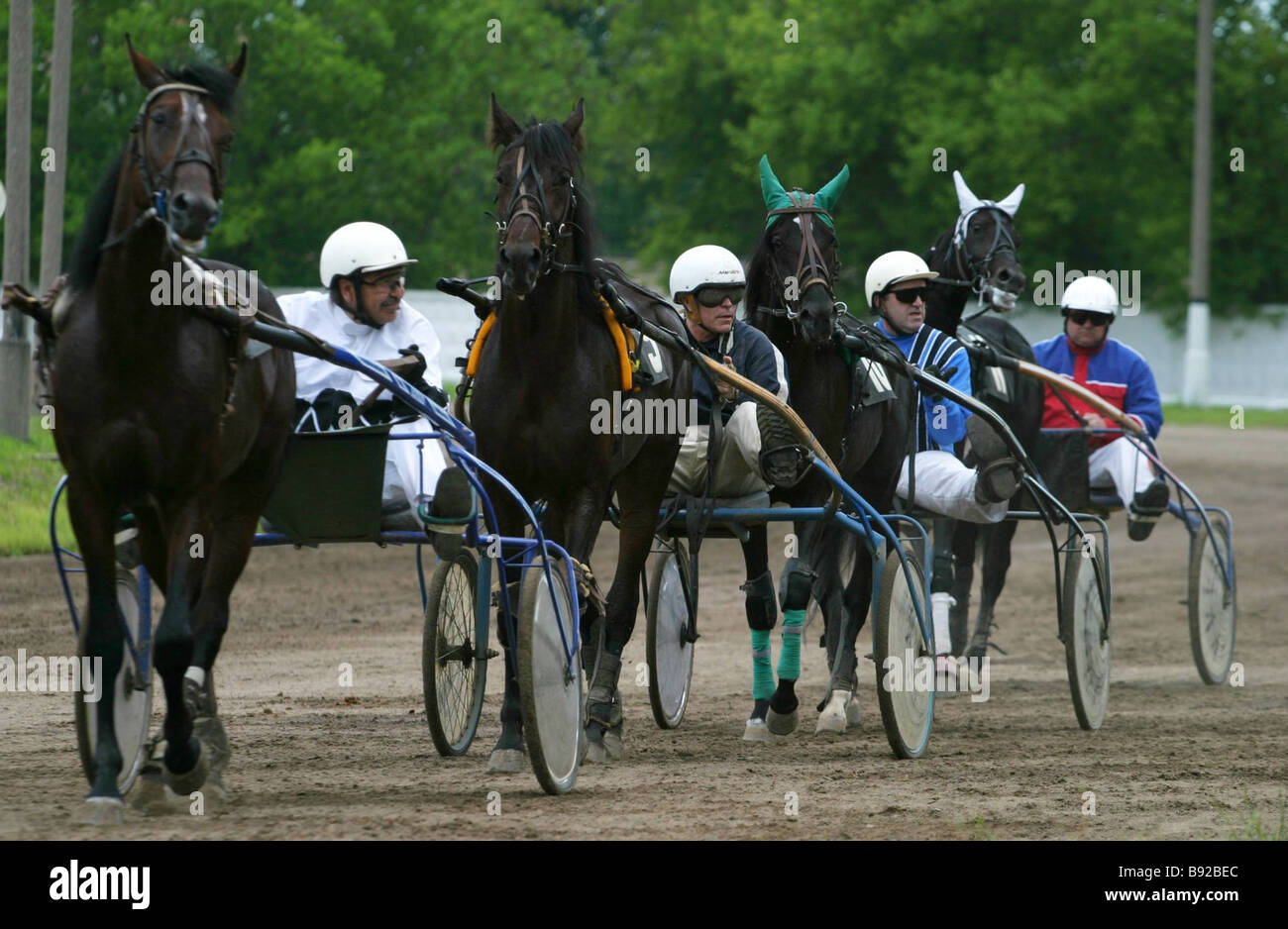 Orlovsky trotter teams are making a lap of honour before a Prix de ...