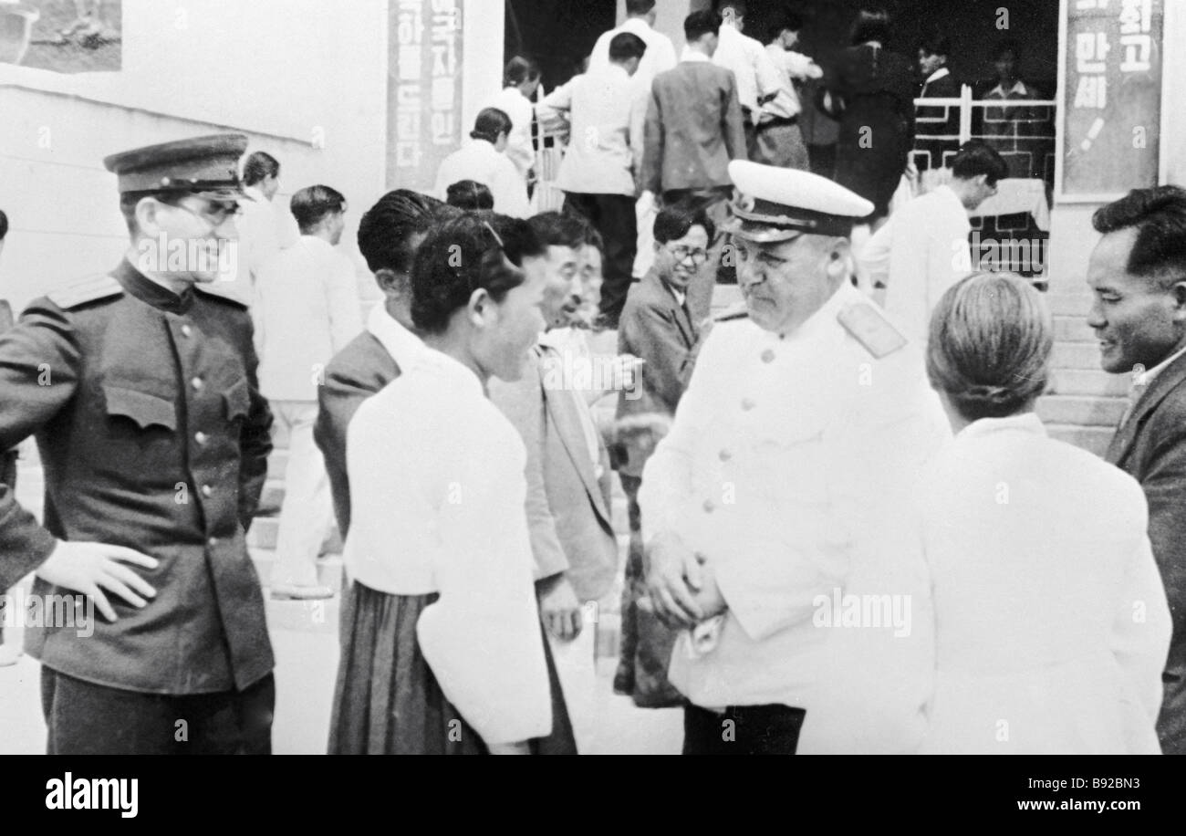 Soviet Major General Lebedev and deputies of Korea's Supreme People's ...