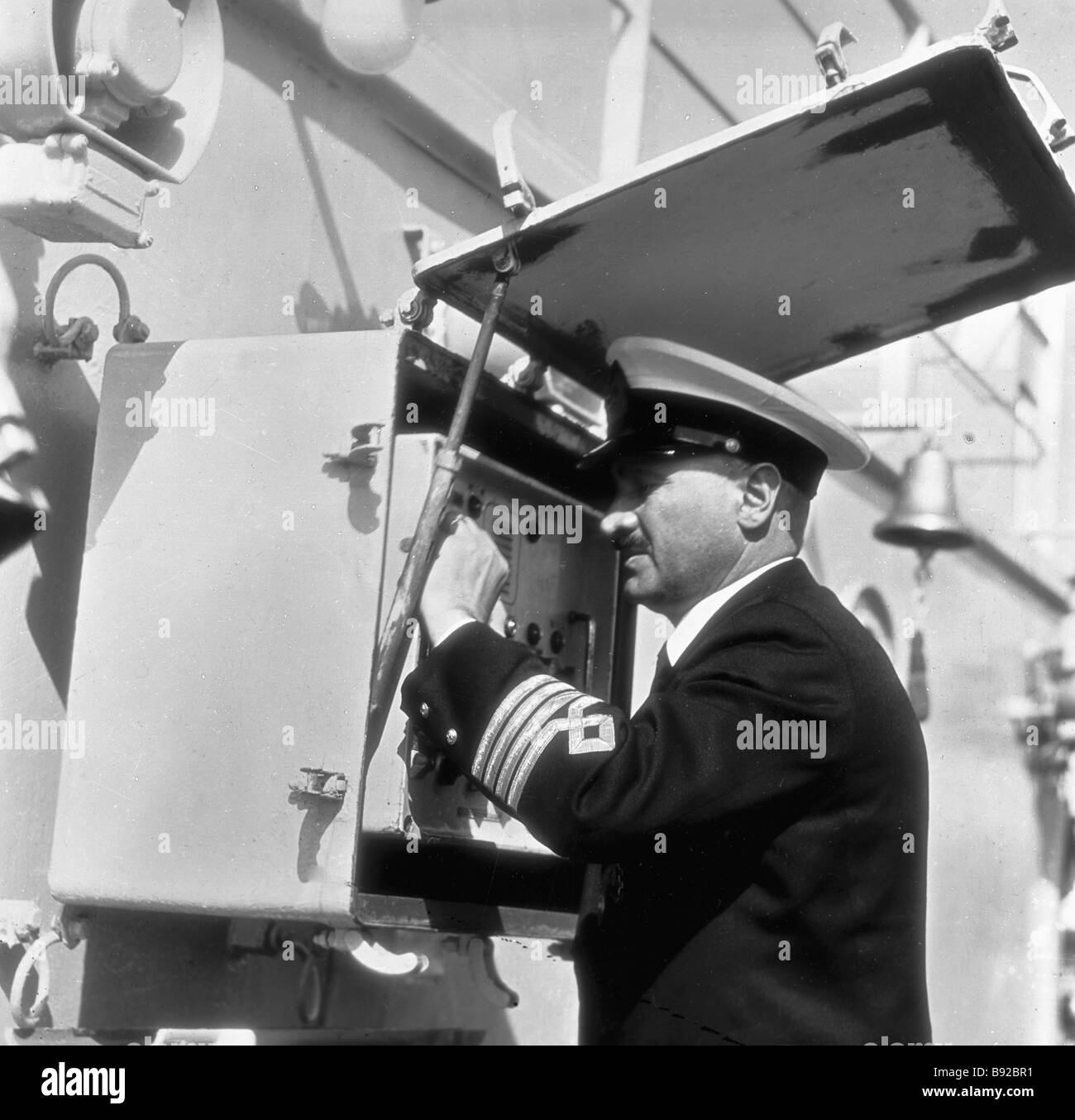 Yuri Kuchiyev captain of the atomic icebreaker Lenin standing on ...