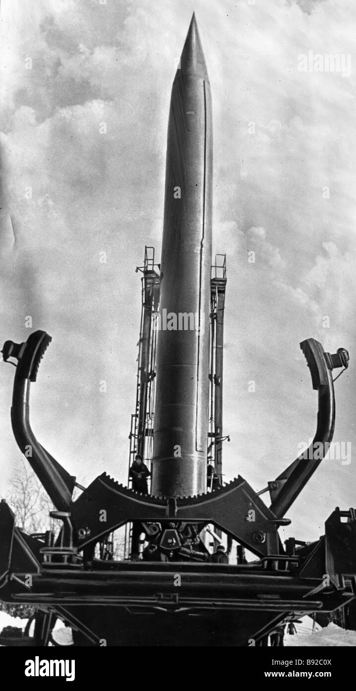 Ballistic rocket on the launch site Stock Photo - Alamy