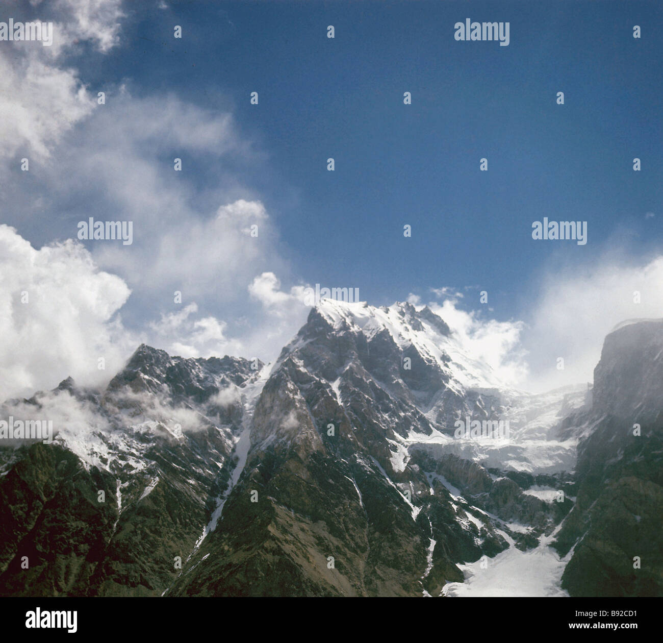 Communism Peak 7495 meters The Pamir Mountains Tajikistan Stock Photo ...