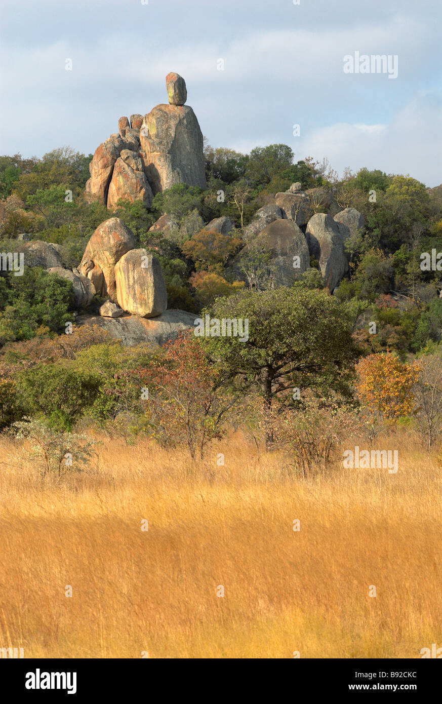Granite castle kopjes that dominate the landscape of Zimbabwe's Rhodes ...