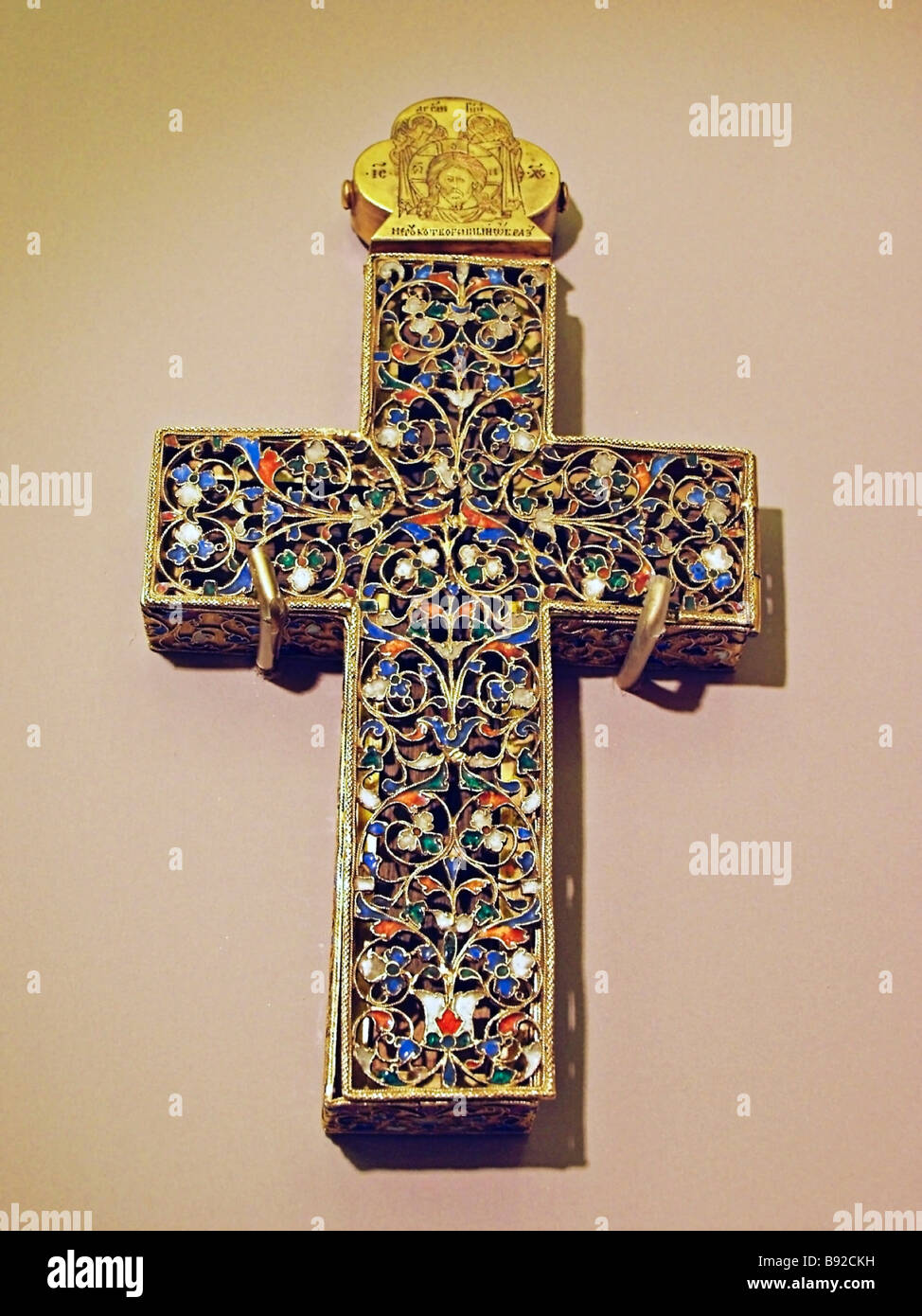 Early 18th century cross with wooden fragment of the Cross of the Lord ...
