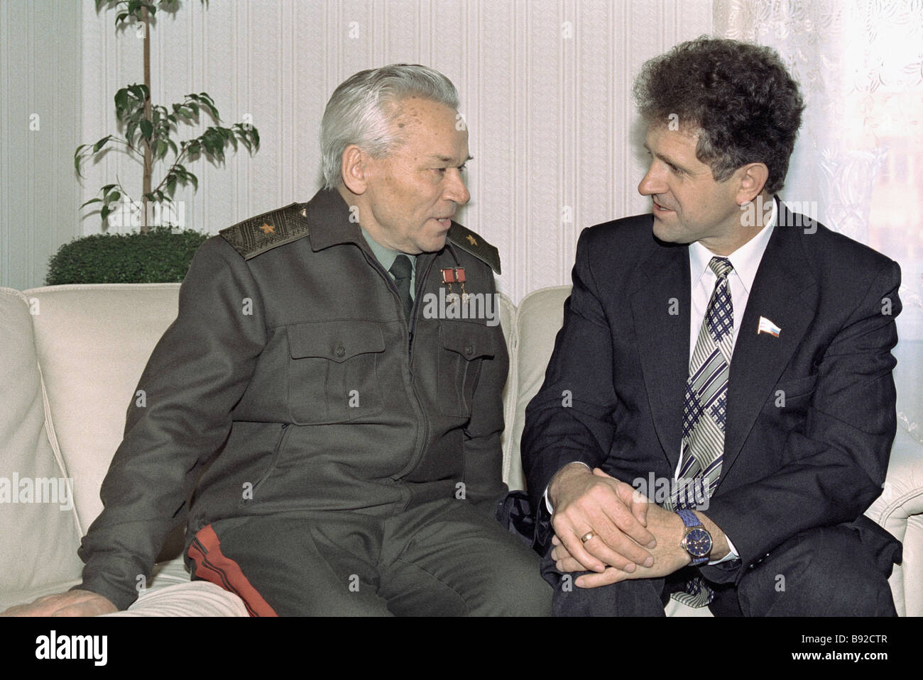 Mikhail Kalashnikov who invented the AK 47 assault rifle left and ...