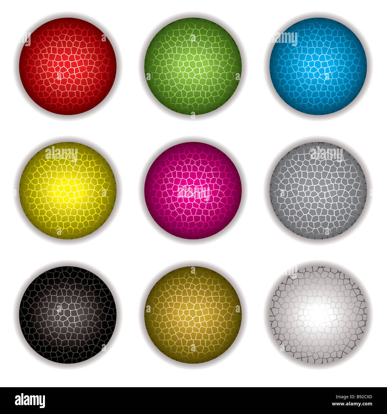 Brightly colored gel buttons with cracked and shadow Stock Photo - Alamy