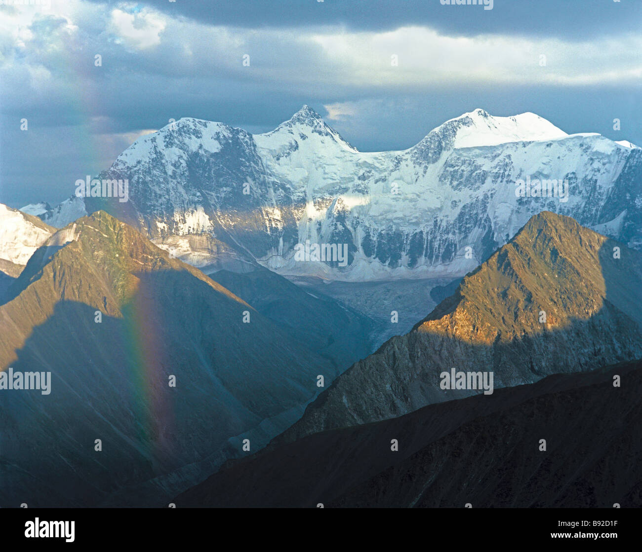 Mount Belukha and rainbow. Altai, Siberia, Russia Stock Photo - Alamy