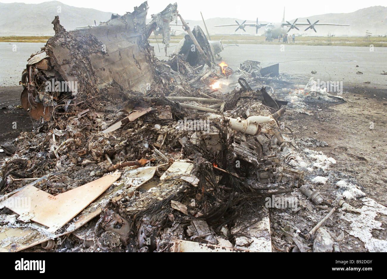 This MI 24 helicopter burned in the Kabul airport Stock Photo - Alamy