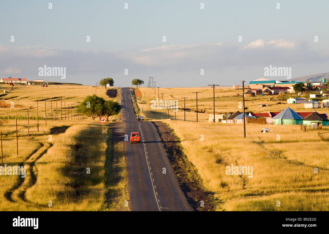 The road to Elliot with traditional Xhosa settelments and grasslands ...