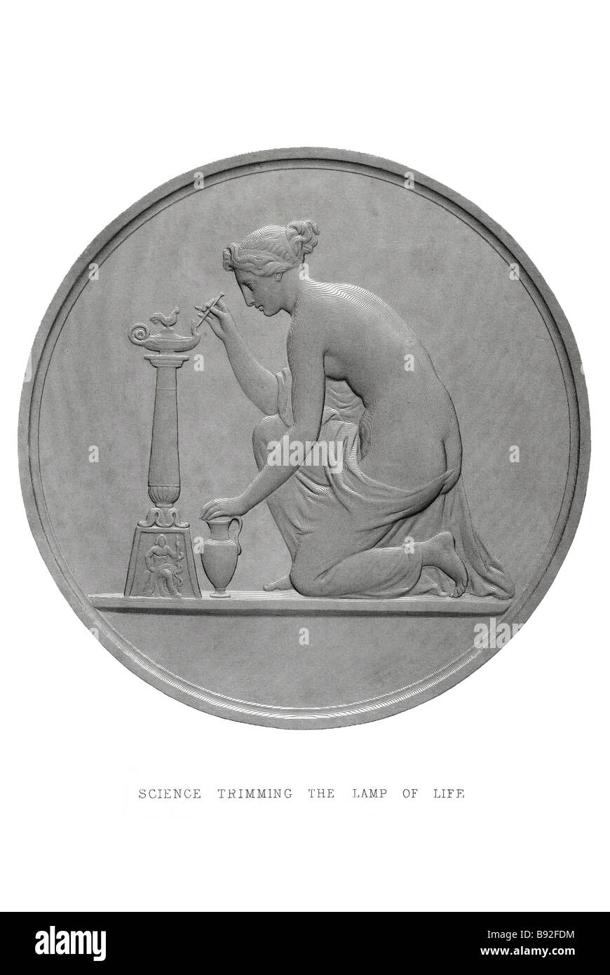 Science Trimming The Lamp of Life anaglyphic work testimonial medal ...
