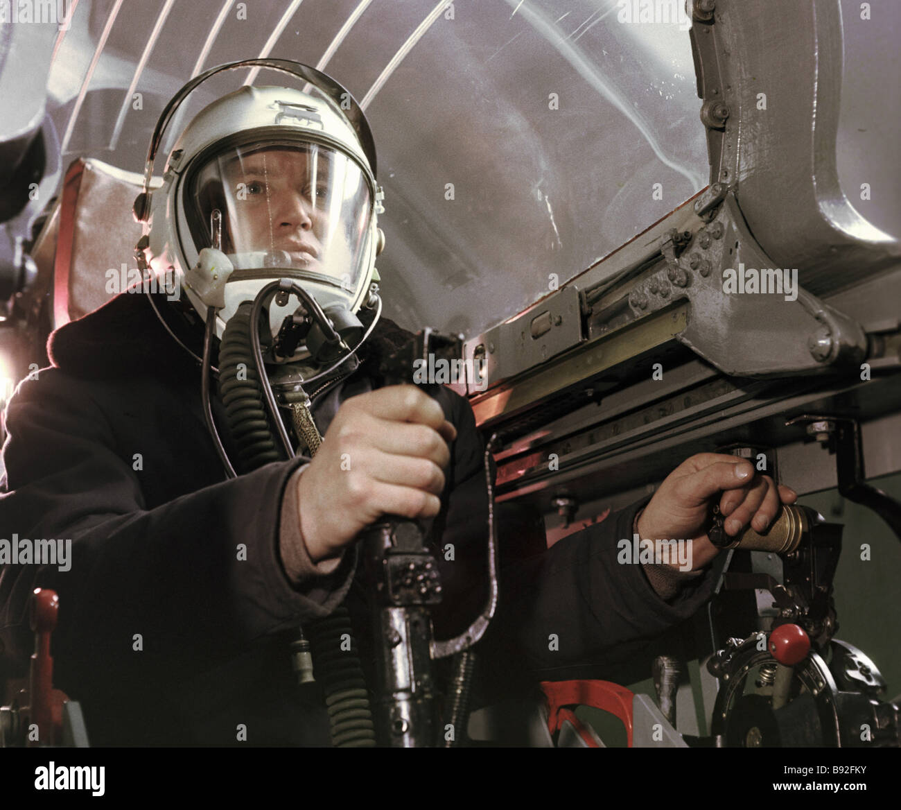 An interceptor jet pilot in the cockpit Stock Photo - Alamy