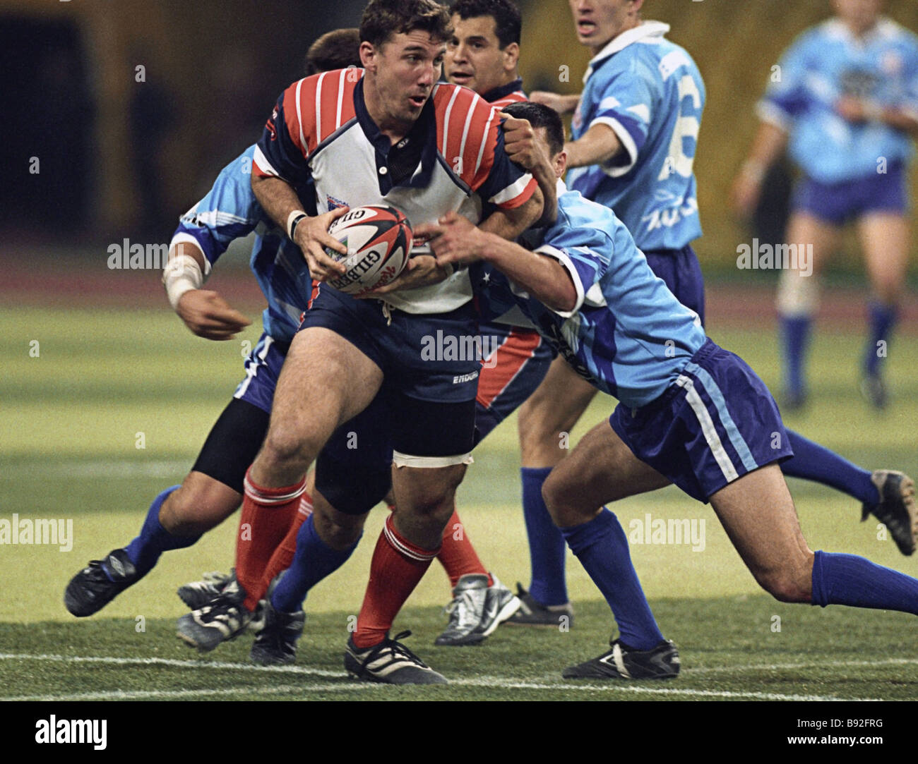 The Russian team popularly known as Russian Bears in blue uniforms ...