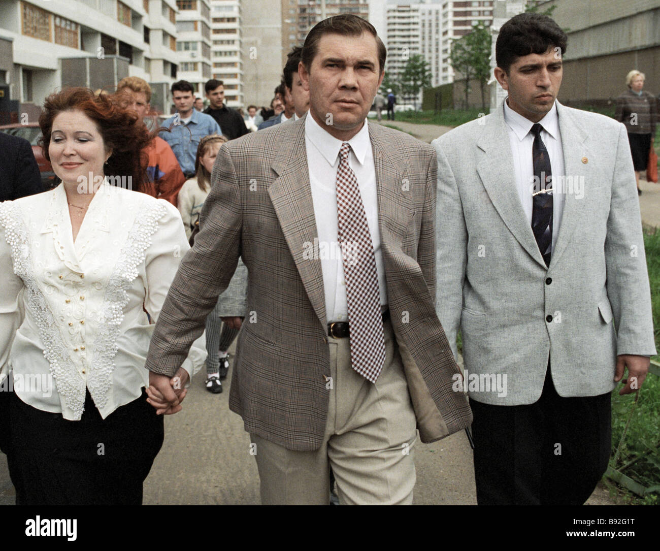 Presidential candidate Alexander Lebed center with his wife Inna Lebed ...