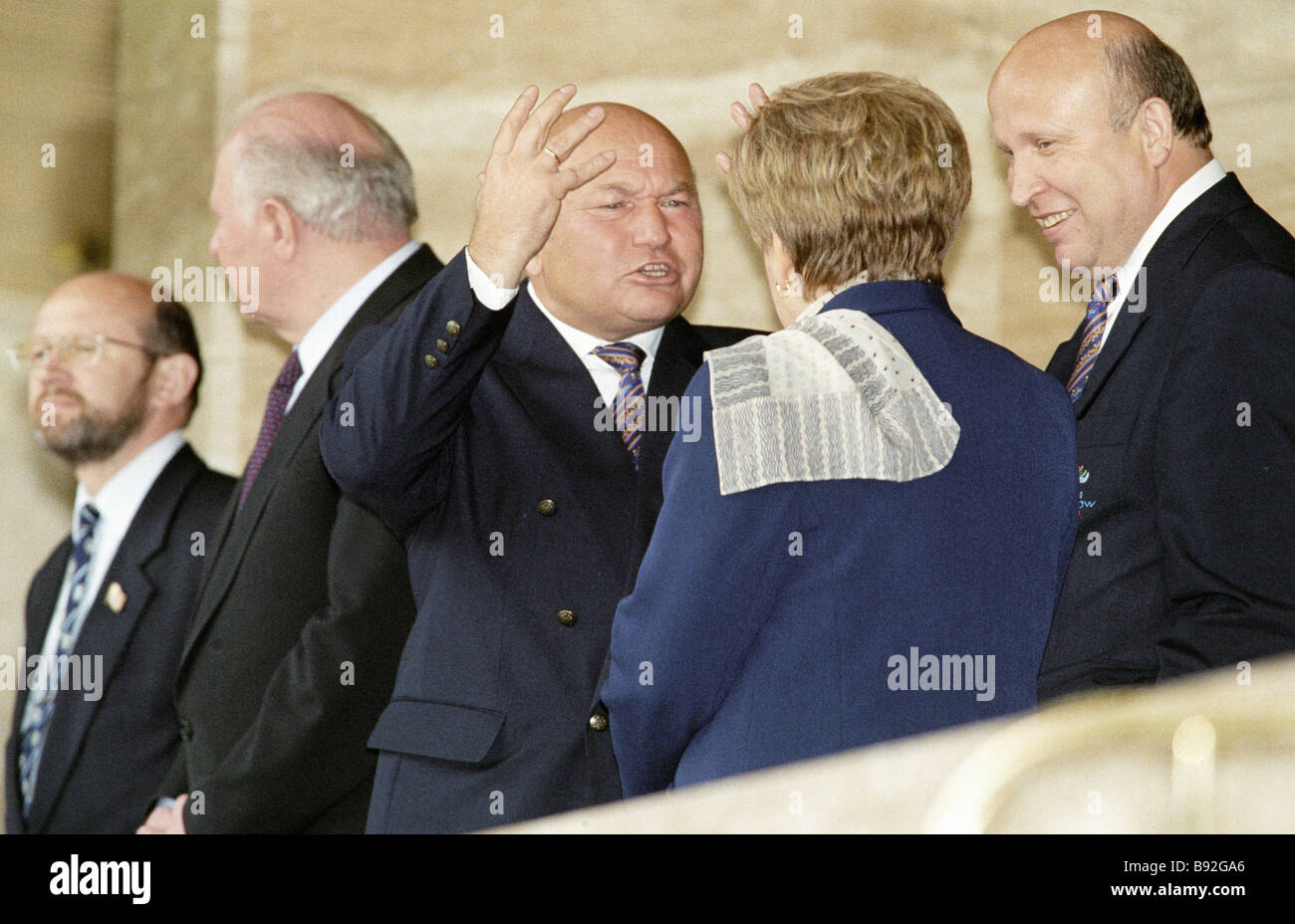 Moscow mayor Yury Luzhkov First Lady Naina Yeltsina and Moscow vice ...