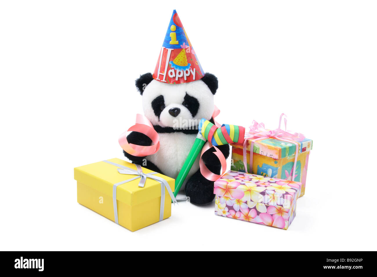 Toy Panda with Party Favors and Gift Boxes Stock Photo - Alamy