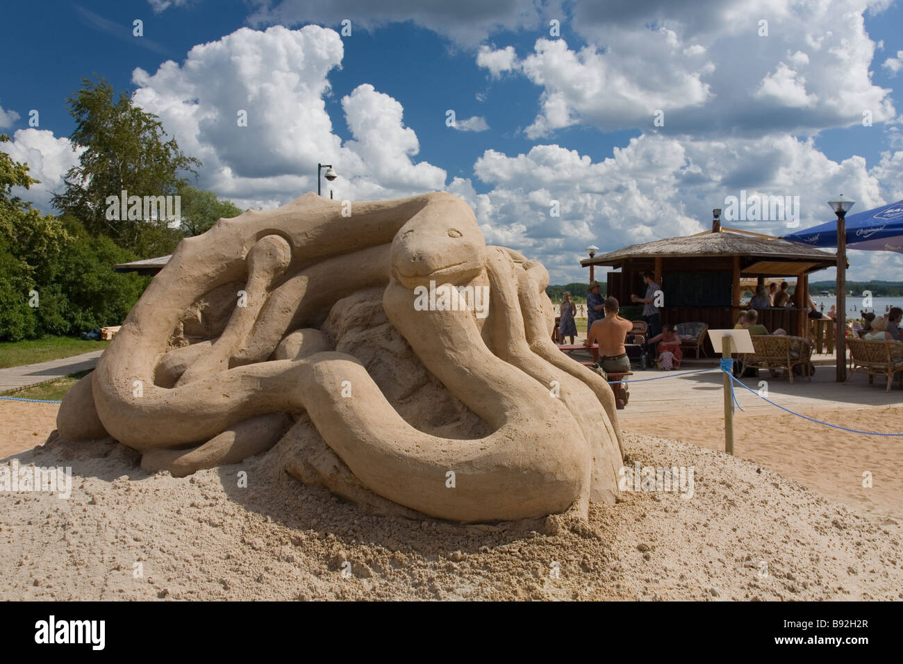 Sand Sculpture on Lake Tamula Beach in Võru, Estonia, Europe Stock ...