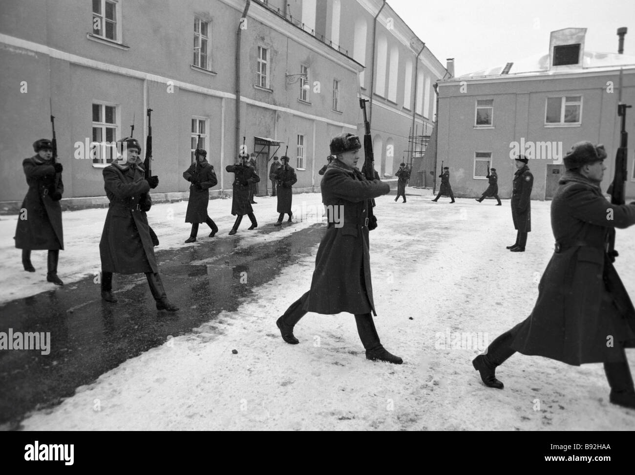 Soldiers of Presidential Regiment during parade drill Stock Photo - Alamy