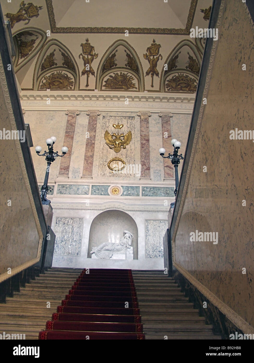 Main entrance and staircase of the Mikhailovsky Palace in St Petersburg ...