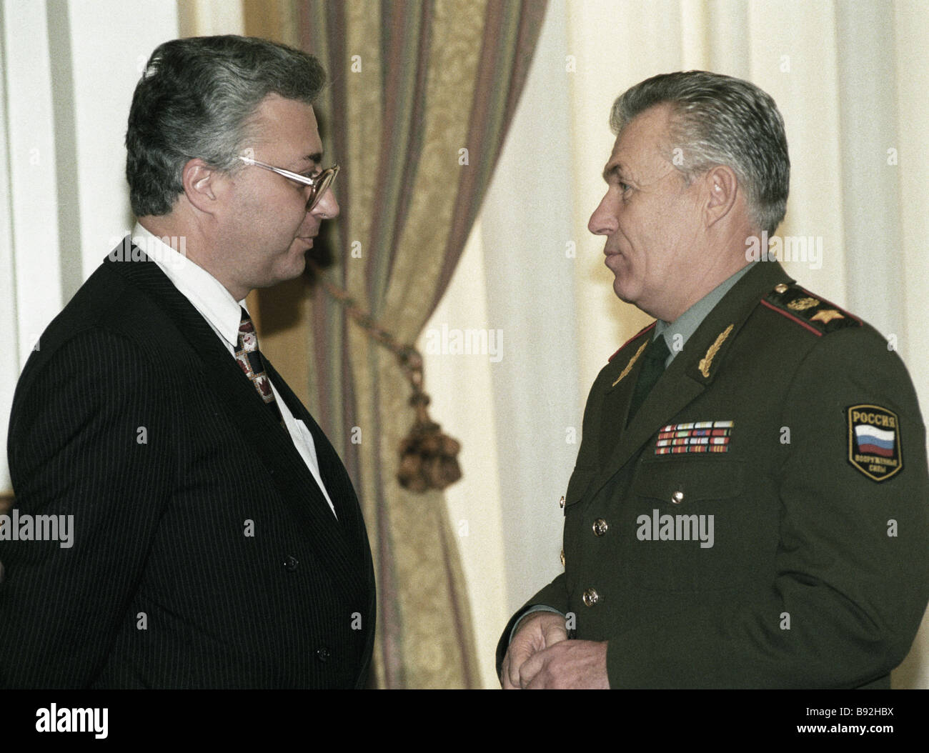 Defense Council Secretary Sergei Baturin left and Viktor Samsonov chief ...