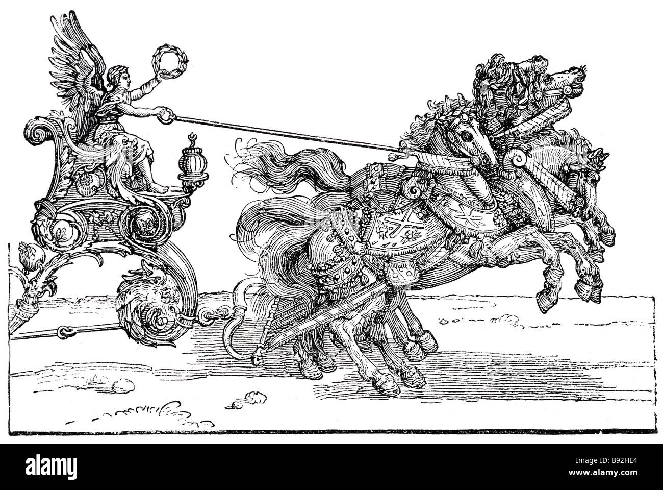 burgmair chariot horse cart angle mark angel horses period dress design ...