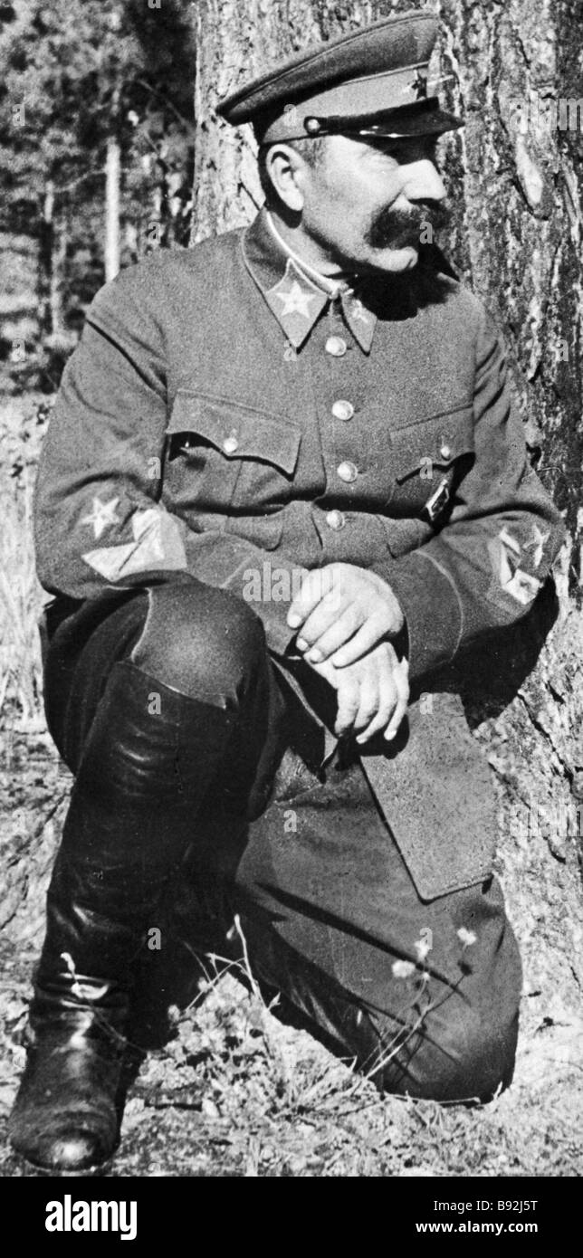 Semyon Budyonny commander of the Moscow Military District observes ...