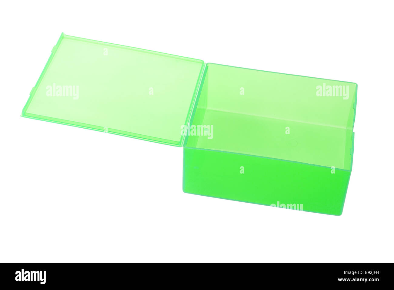 Green plastic box on white background Stock Photo - Alamy