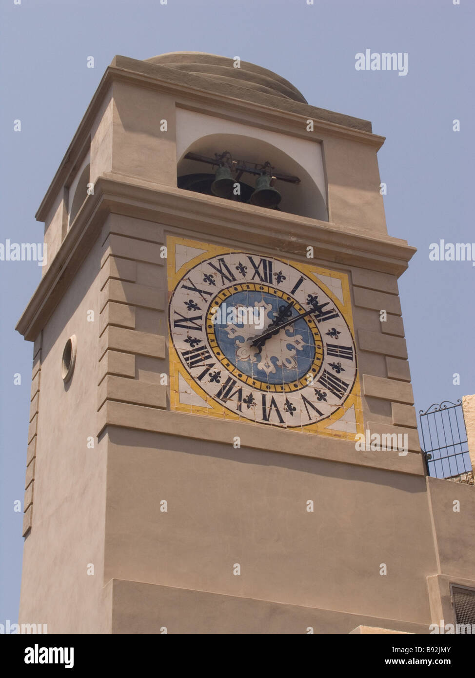 Clock Tower of the Piazza Umberto at Capri, Capri Island, Italy, Europe ...