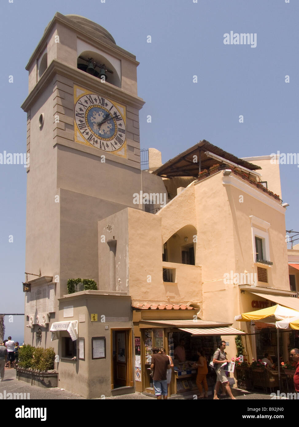 Clock Tower of the Piazza Umberto at Capri, Capri Island, Italy, Europe ...