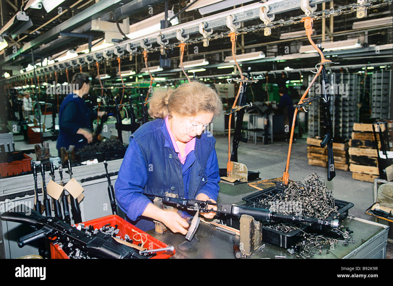 Production of AK machine guns designed by Mikhail Kalashnikov in 1947 ...