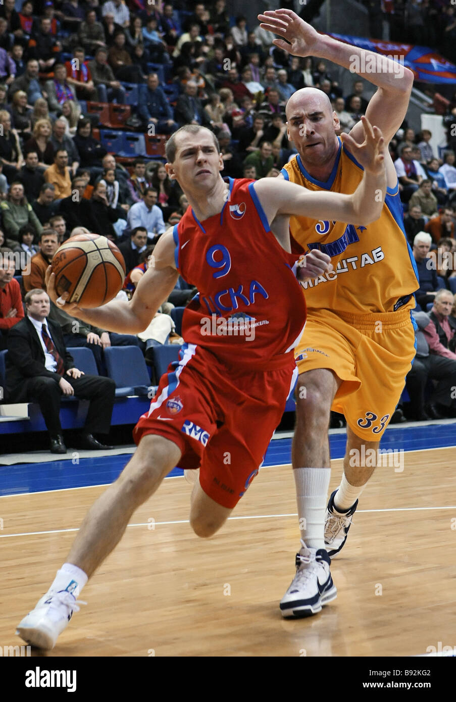 Ramunas Siskauskas CSKA Moscow 9 and Patrick Burke Khimki the Moscow ...