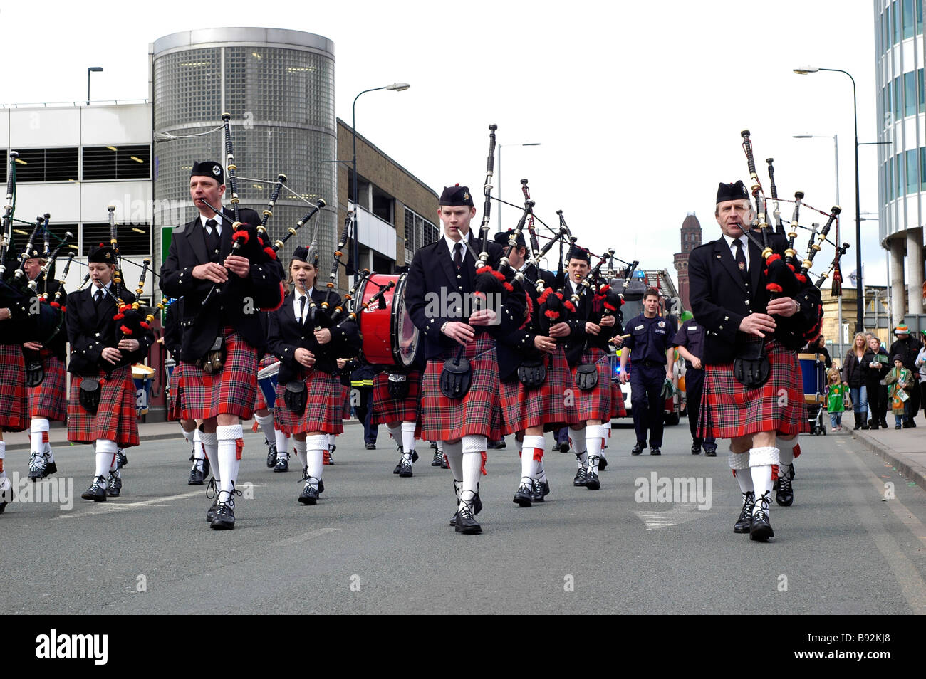 irish pipers marching in Irish Parade in Manchester Stock Photo - Alamy