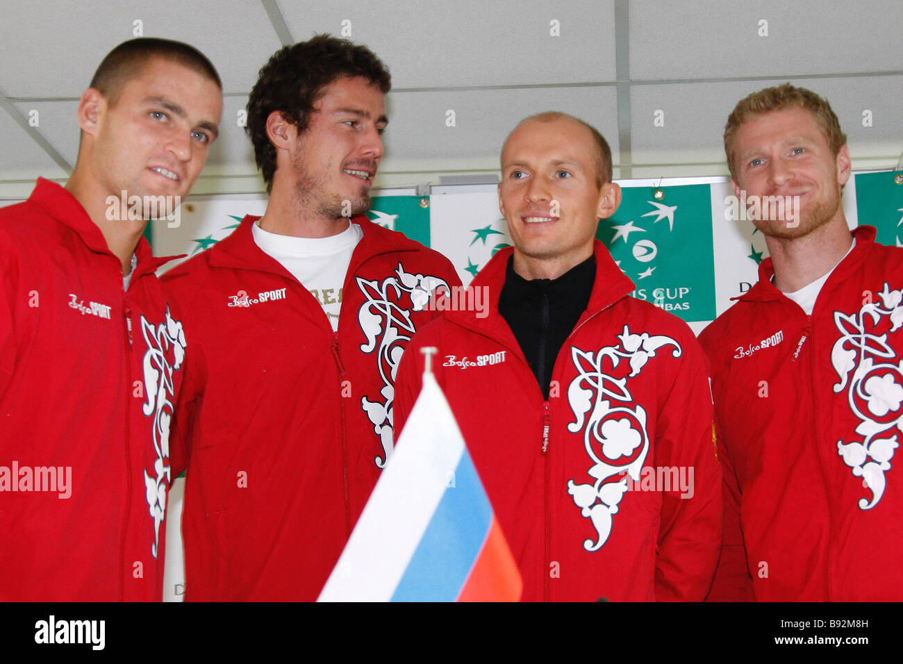 Russian tennis team members Mikhail Youzhny Marat Safin Nikolai ...