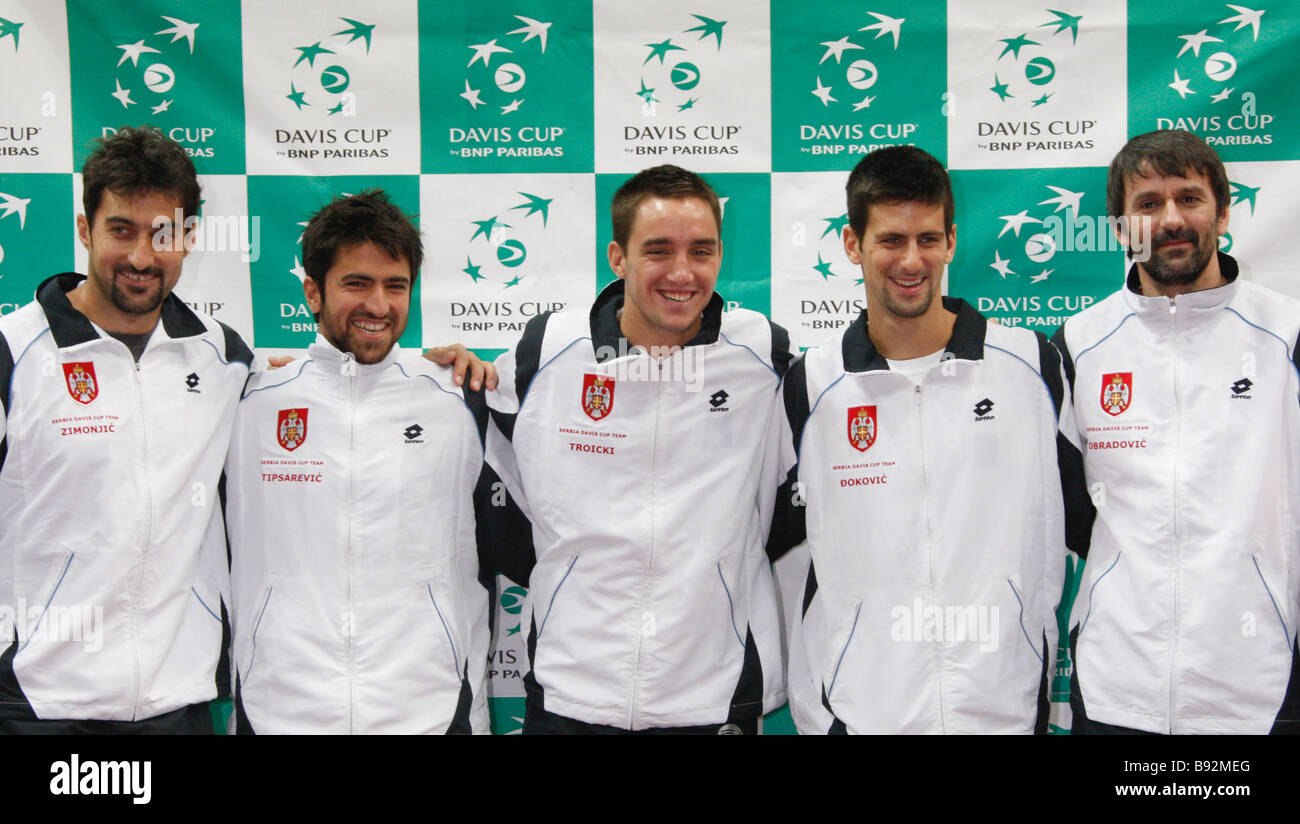 The Serbian national tennis team Nenad Zimonjic Janko Tipsarevic Viktor ...