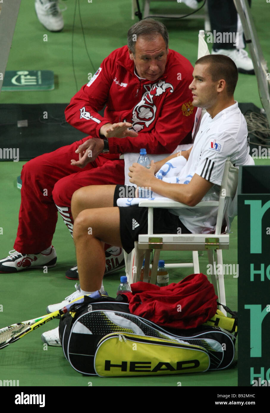 Russian tennis player Mikhail Youzhny and Russian tennis team coach ...