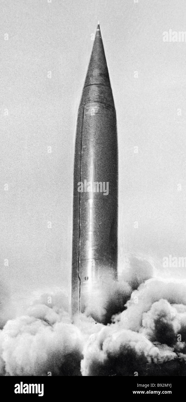 Launching a strategic combat missile during the exercise Stock Photo ...