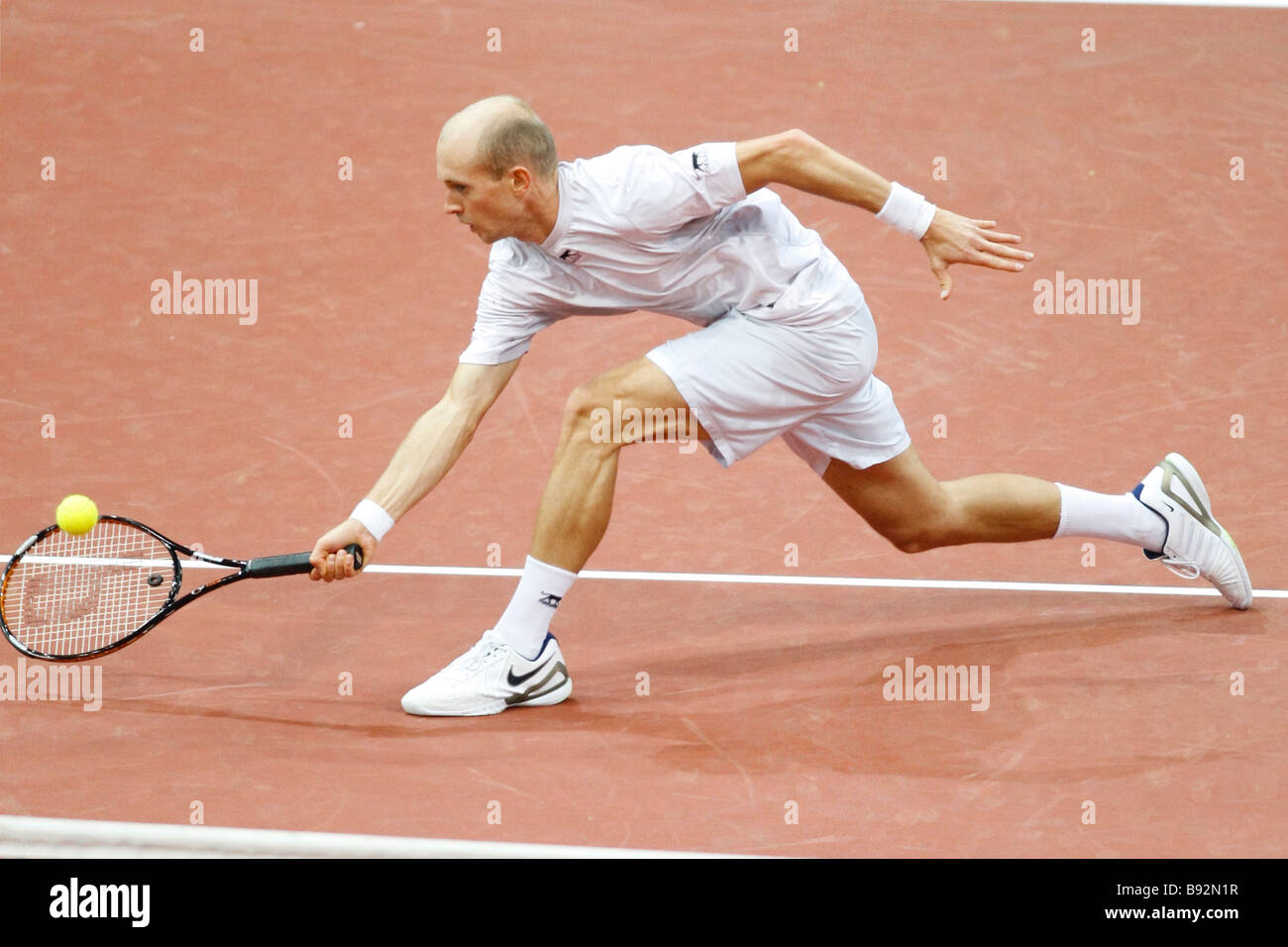 Nikolay Davydenko of Russia during the Russia v Serbia Davis Cup match ...