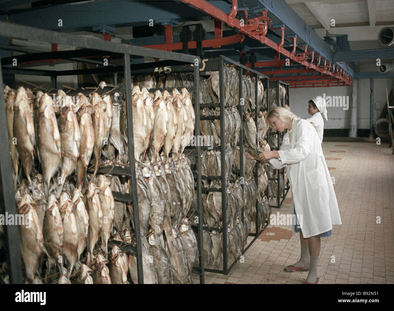 A fish cannery production area Krasnovodsk on the Caspian Sea Stock ...