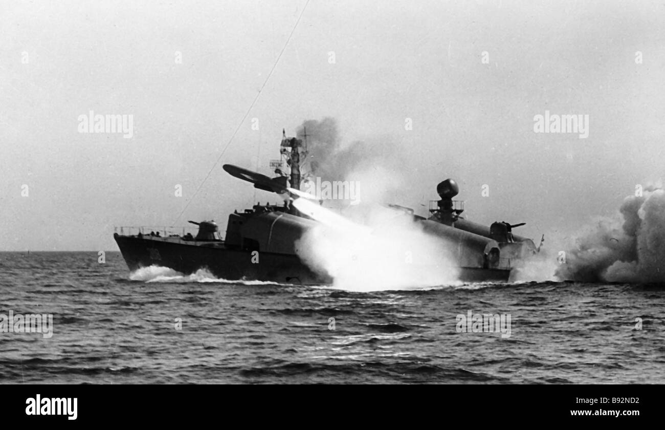 Launching a missile from a patrol boat Stock Photo - Alamy