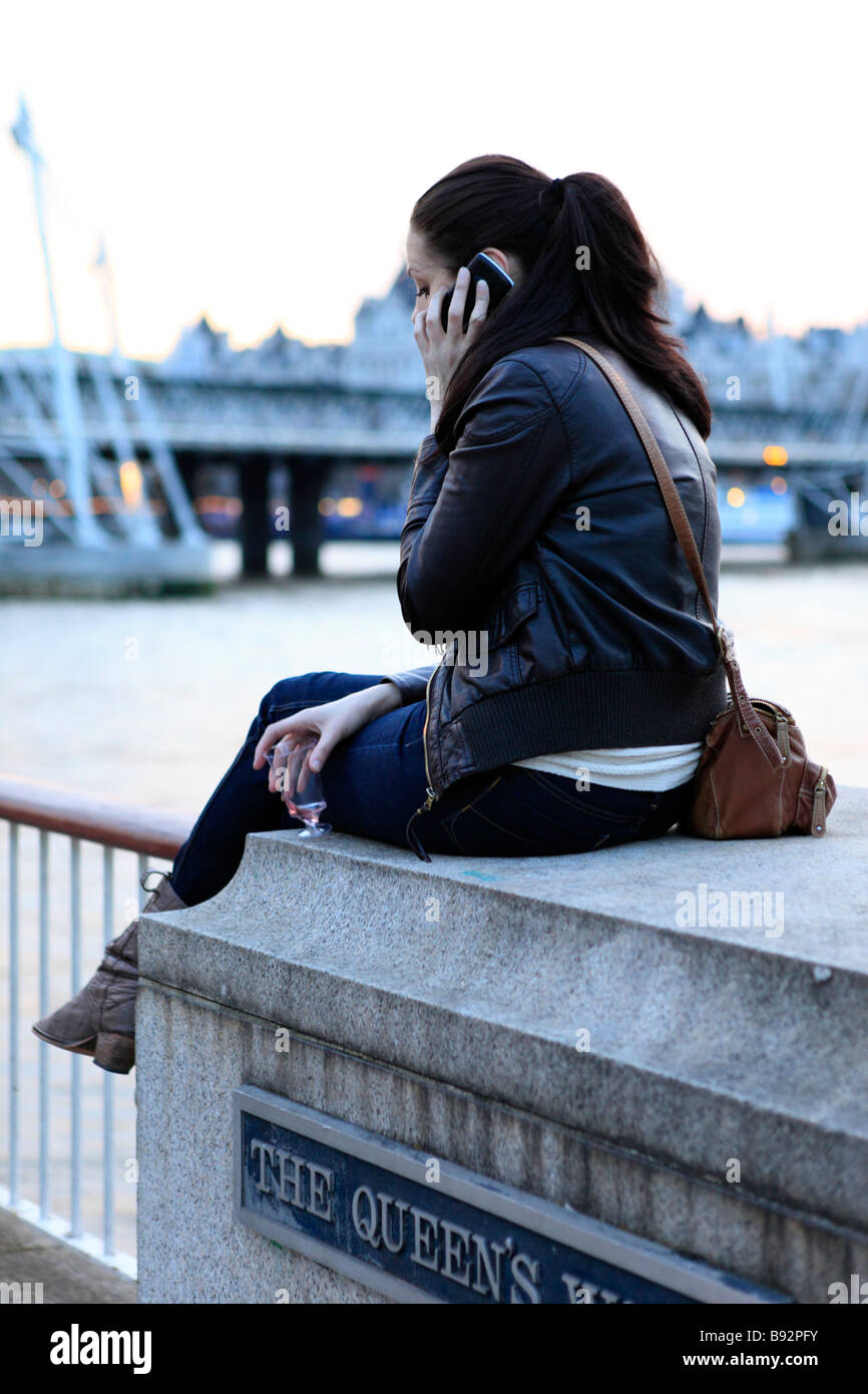 Girl on Phone Stock Photo - Alamy