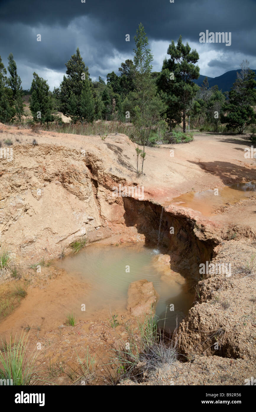 Small waterfall at the Pozos Azules (Blue Lagoons) near the historic ...