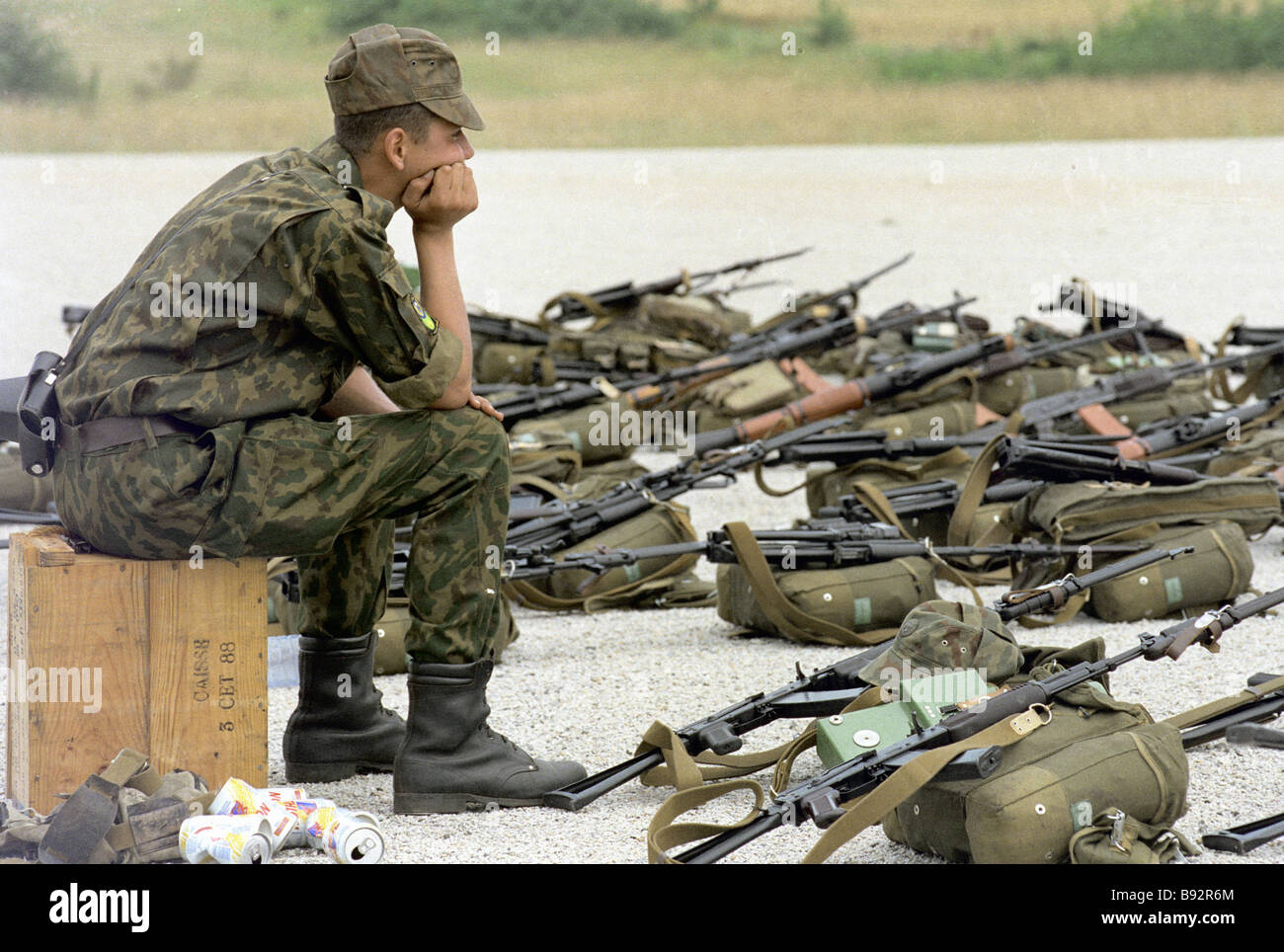 A Russian raider with the squad ammunition before leaving for home ...