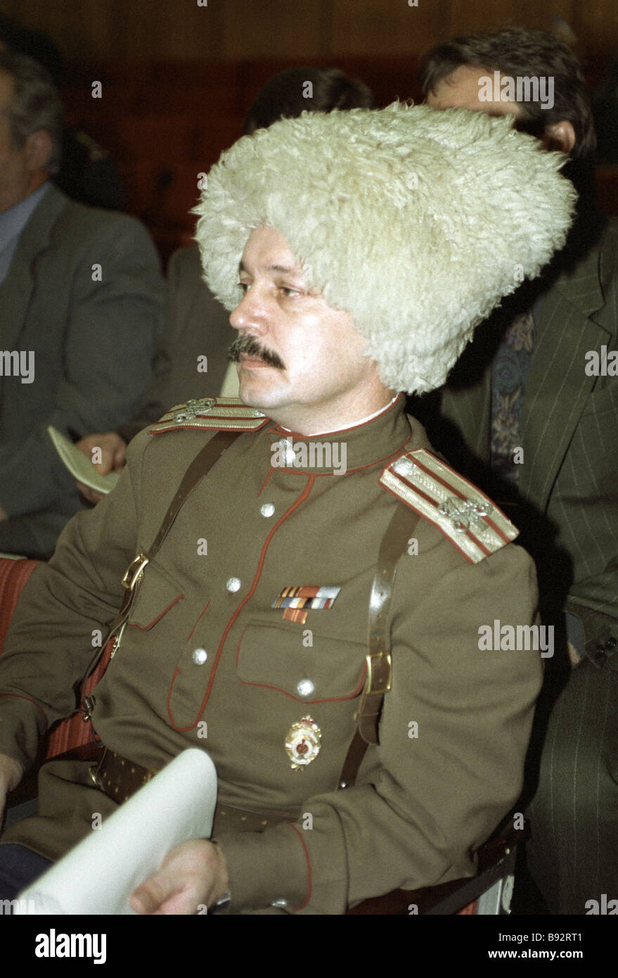 Ataman of the Sibir Cossack host Yuri Byelozertsev at a forum of ...