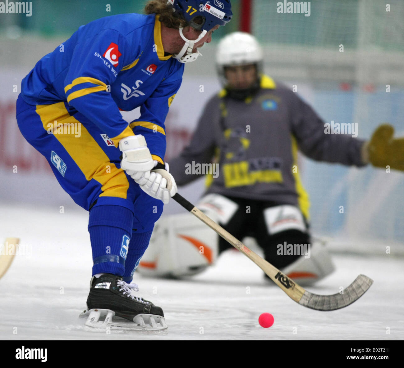 Daniel Mossberg of Sweden in the foreground during the Group A match ...