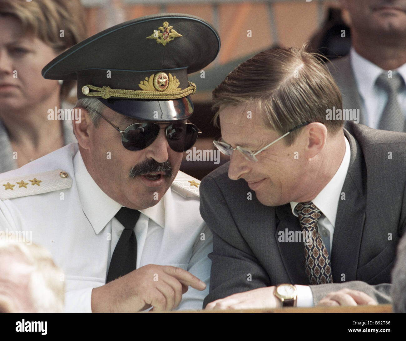 Russia s Defense Minister Sergei Ivanov right and Georgy Shpak Airborne ...