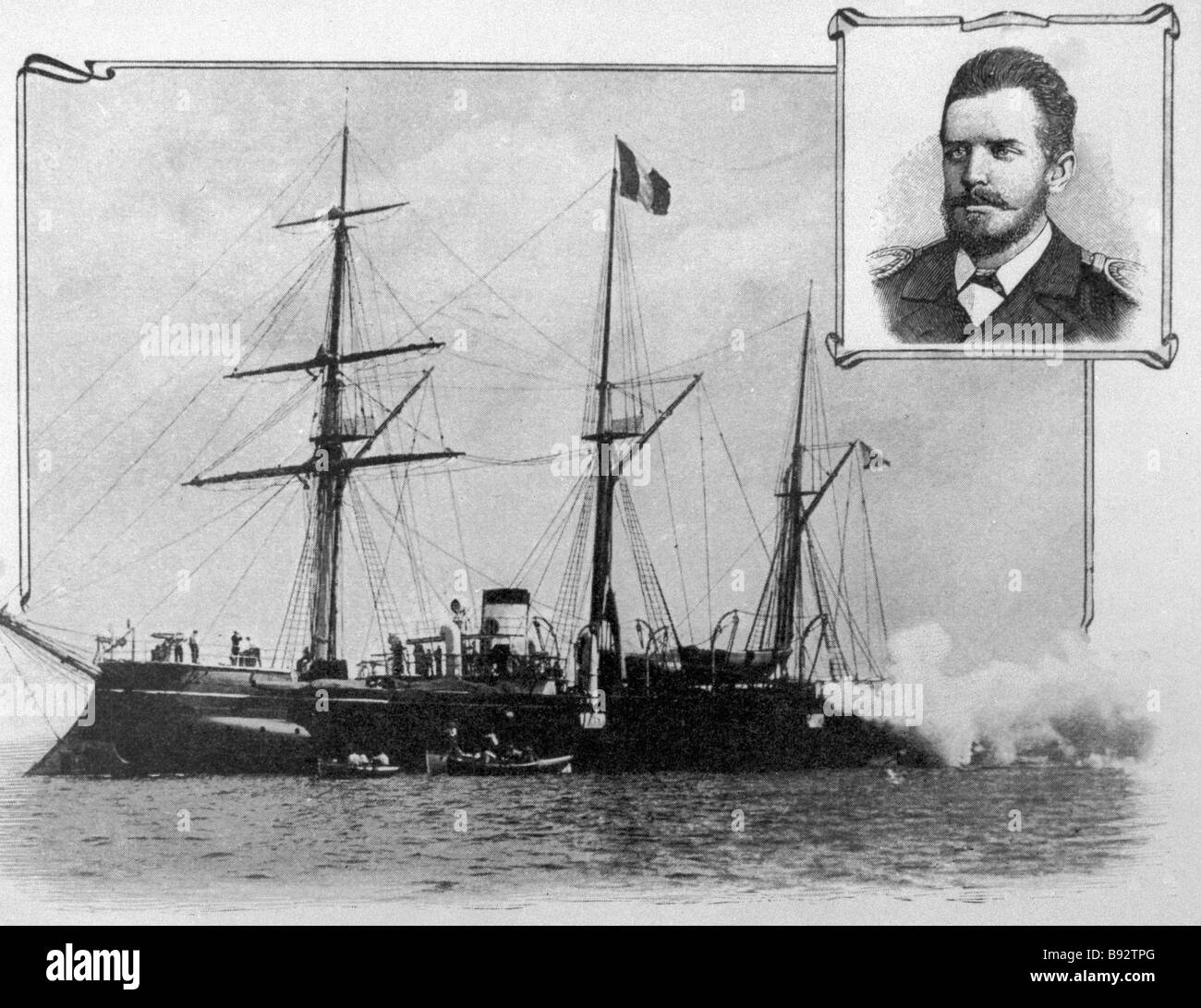 The Koreets gunboat and its commander Grigori Pavlovich Belyaev right ...