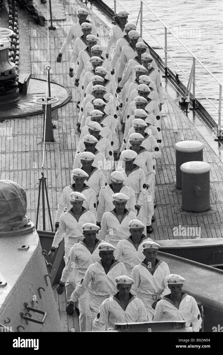 Sailors engaged in drill training on the deck of a ship Stock Photo - Alamy