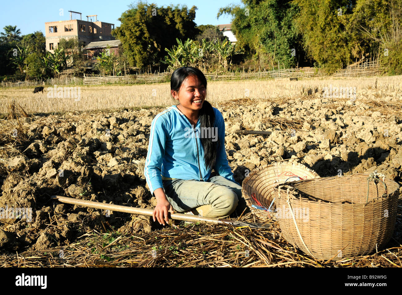 A young girl farming in Phonsavan Laos Most of Laos consists of rural ...