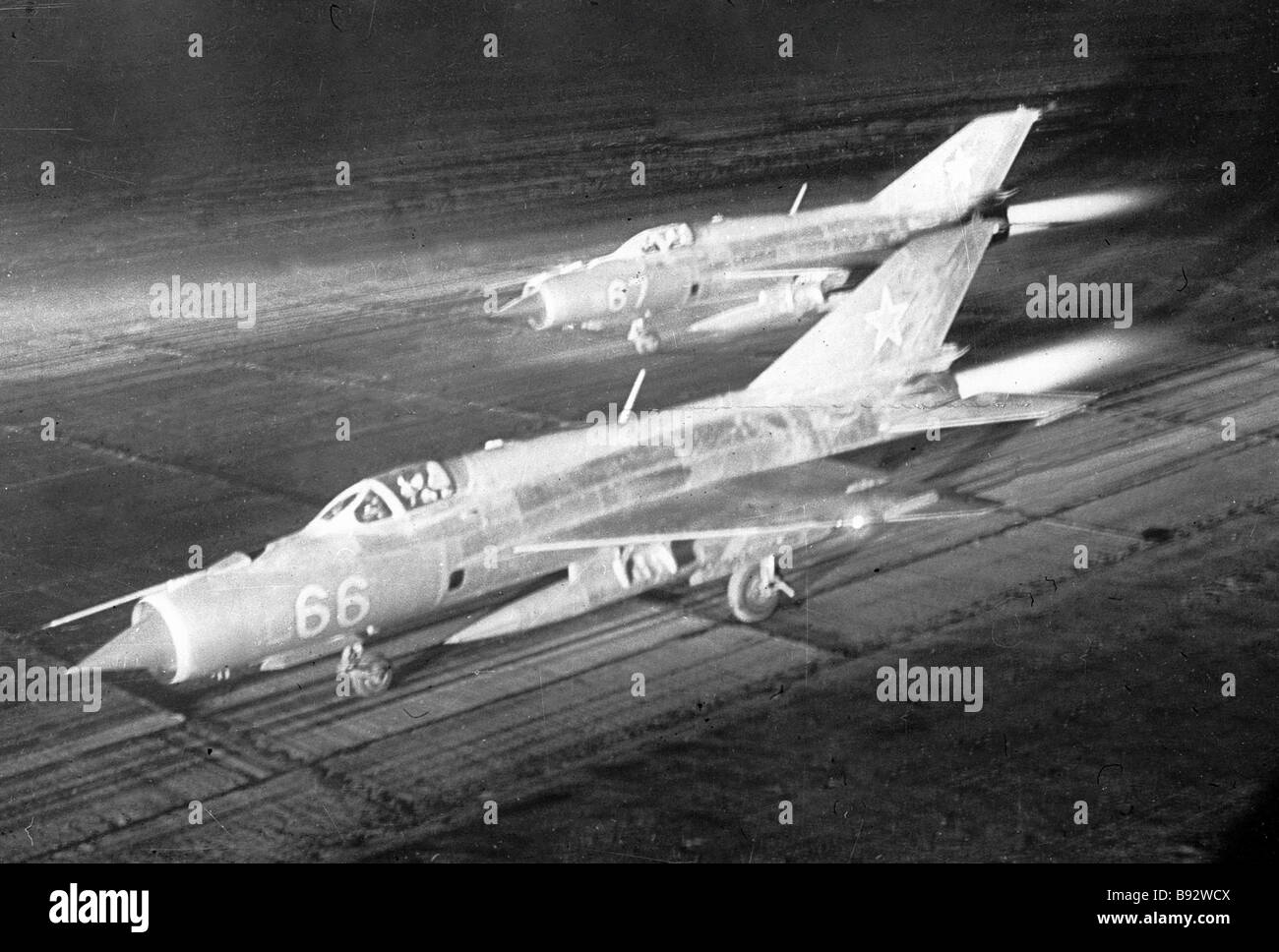 Mig 21 fighters of the Air Force before an interception mission Stock ...