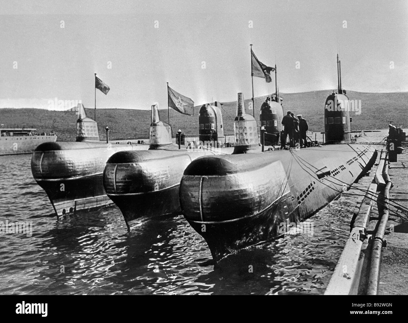 Diesel submarines docked at a pier Stock Photo - Alamy