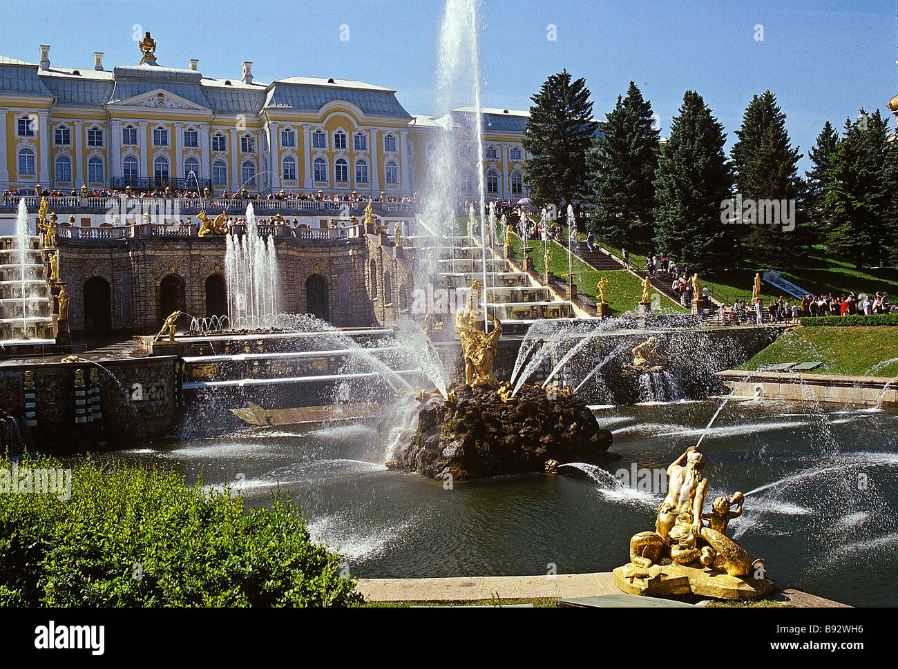 The Grand Cascade in Peterhof Center the Samson Fountain The moment ...
